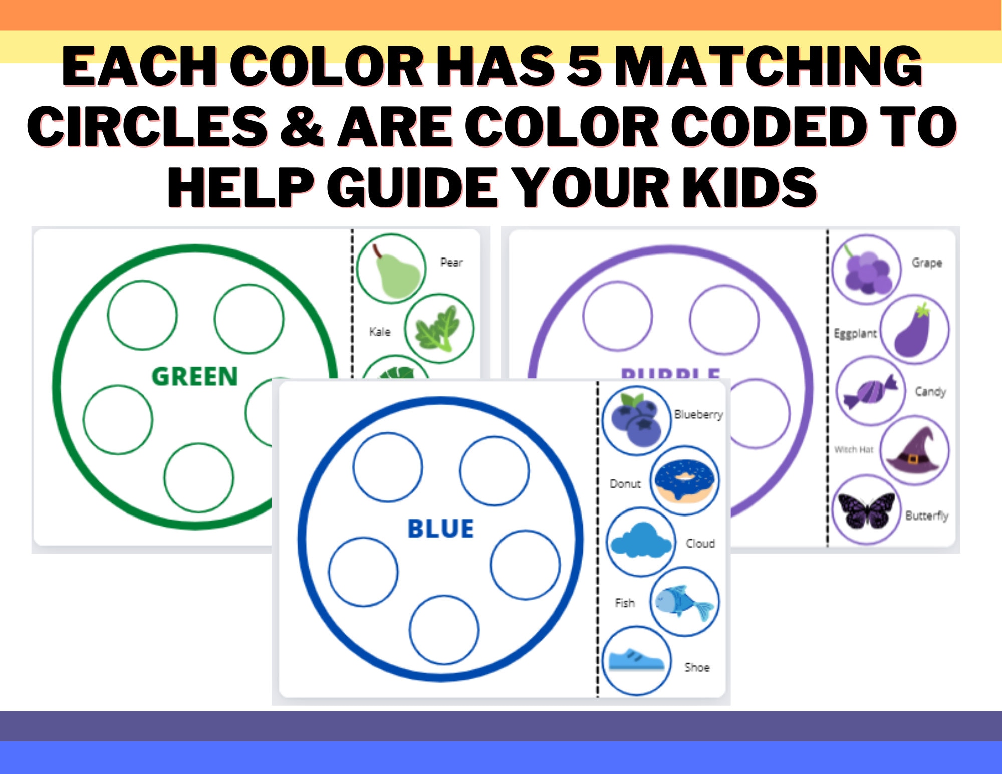 Toddler Learning Pack Matching Activity Five Senses, Numbers, Colors ...
