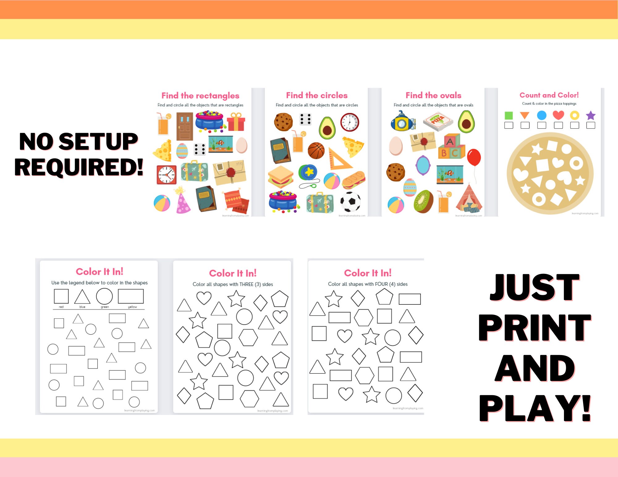 Toddler Shapes Activities PRINT AND PLAY Counting Learning Busy Book ...