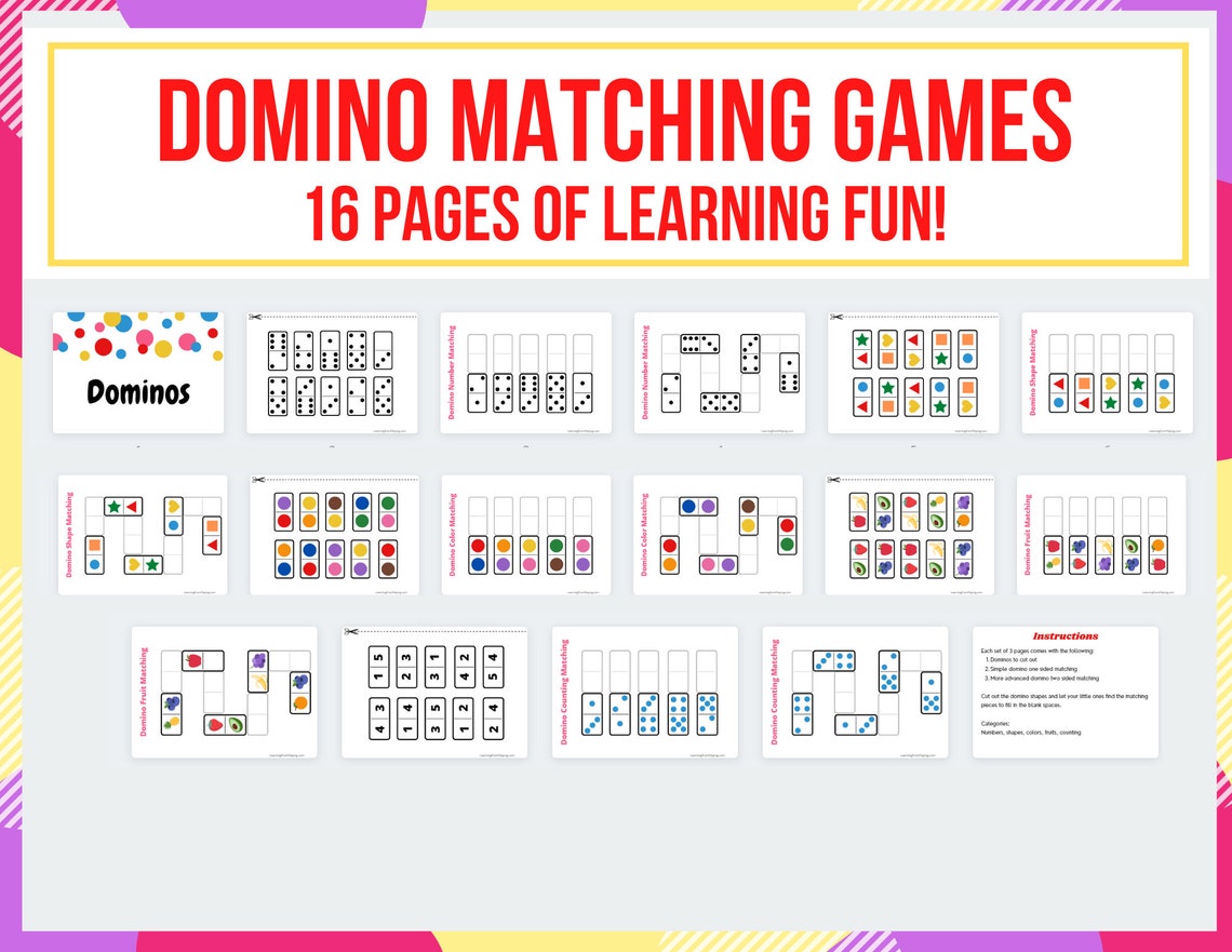 Toddler Domino Activities Toddler Busy Book Toddler Printable Binder ...