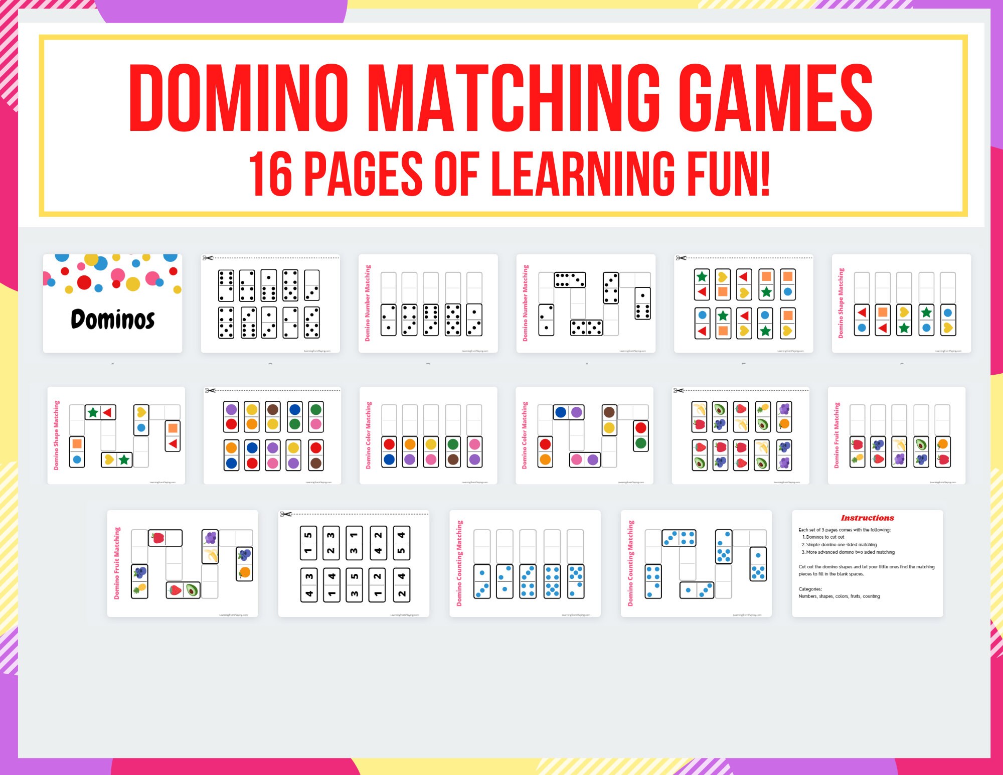 Toddler Domino Activities - Toddler Busy Book - Toddler Printable ...