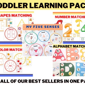 Toddler Learning Pack Matching Activity - Five Senses, Numbers, Colors ...
