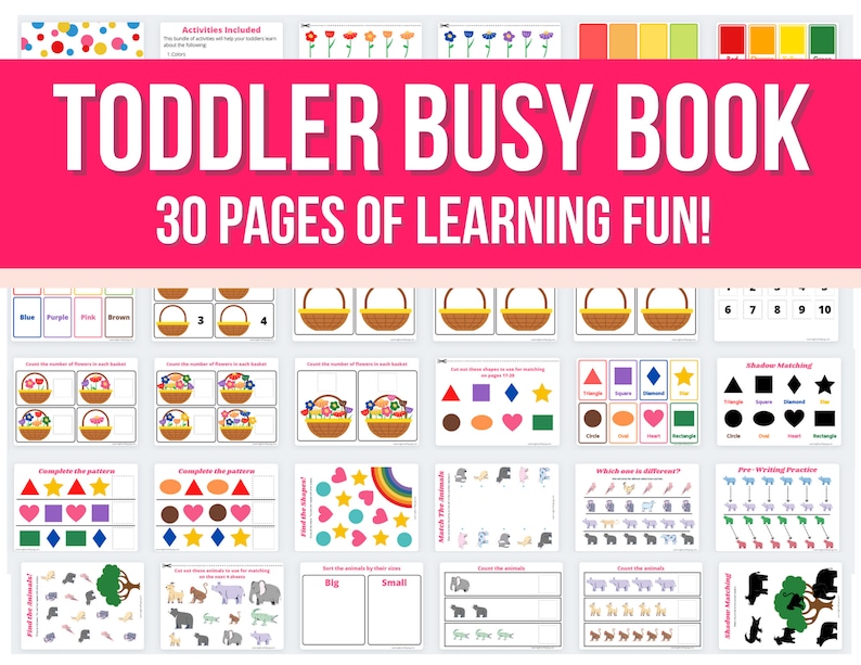 Toddler Learning Activities Toddler Busy Book Toddler Printable Binder ...