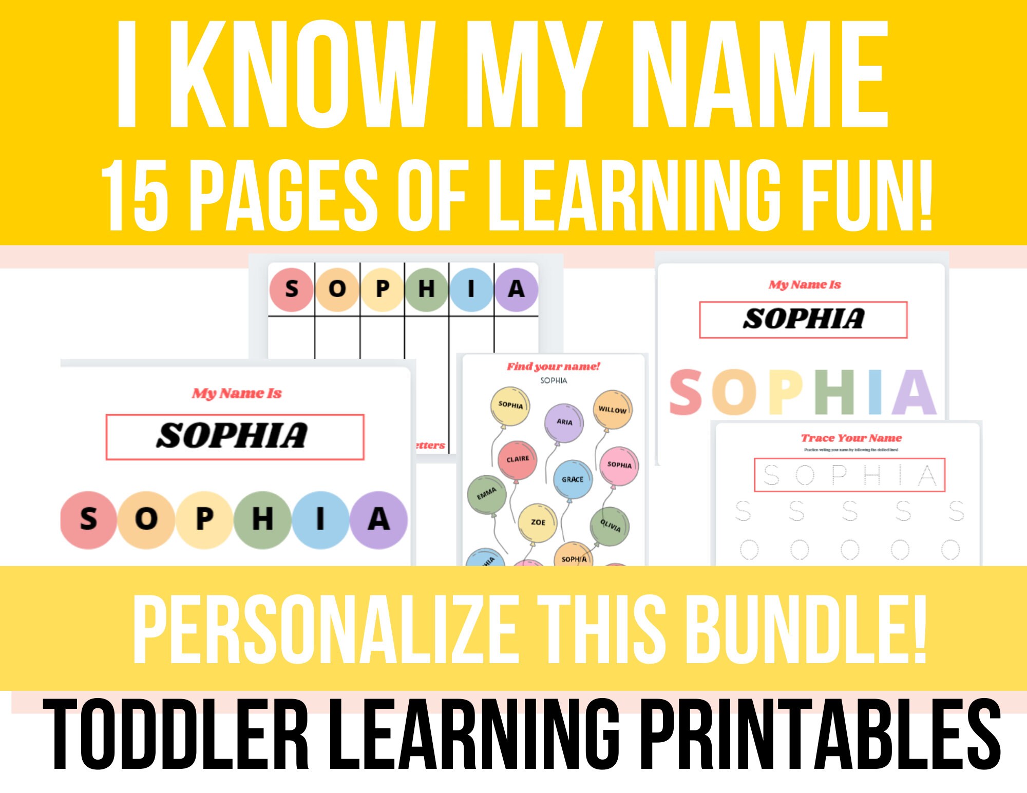 PERSONALIZED Toddler Learning Name Activities - Toddler Busy Book ...
