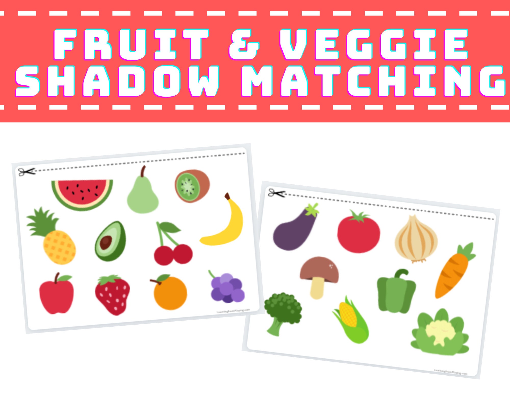 Toddler Fruit Vegetable Activities Shadow Matching Learning Busy Book ...