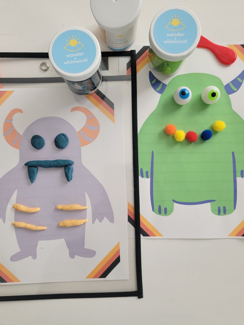Toddler Monster Playdough Mats - Build Your Own Monster - Playdough ...