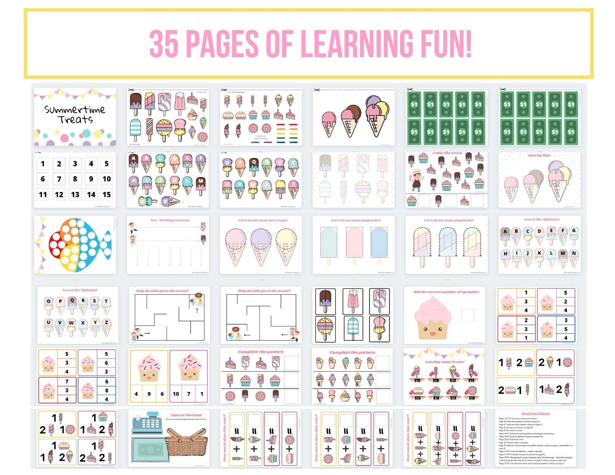 Preschool Learning Summertime Activities Busy Book Printable Binder ...