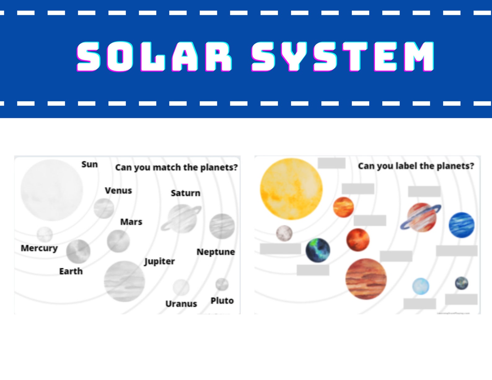 Toddler Solar System Space Counting Planets Patterns Shadow Matching ...