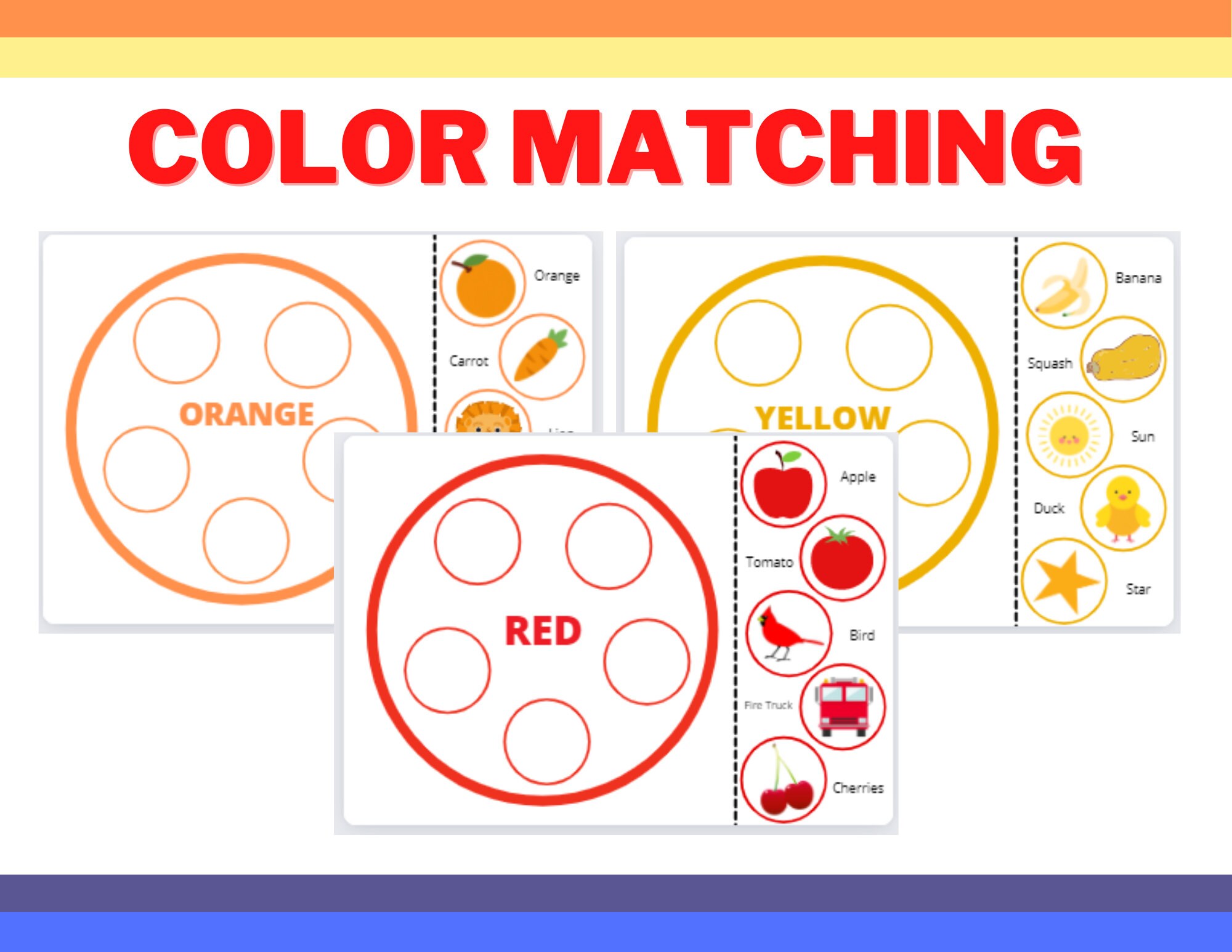 Toddler Learning Pack Matching Activity Five Senses, Numbers, Colors ...