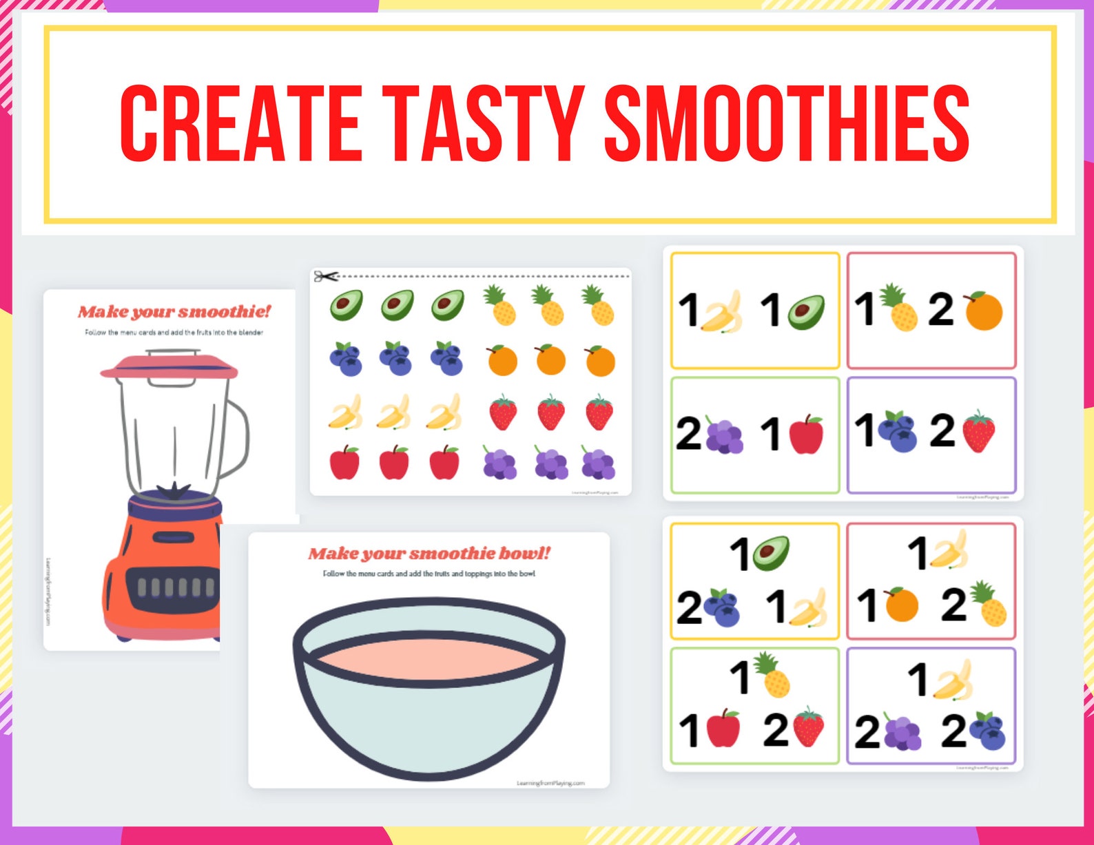 Preschool Toddler Fruit Activities Busy Book Preschool Printable Binder ...