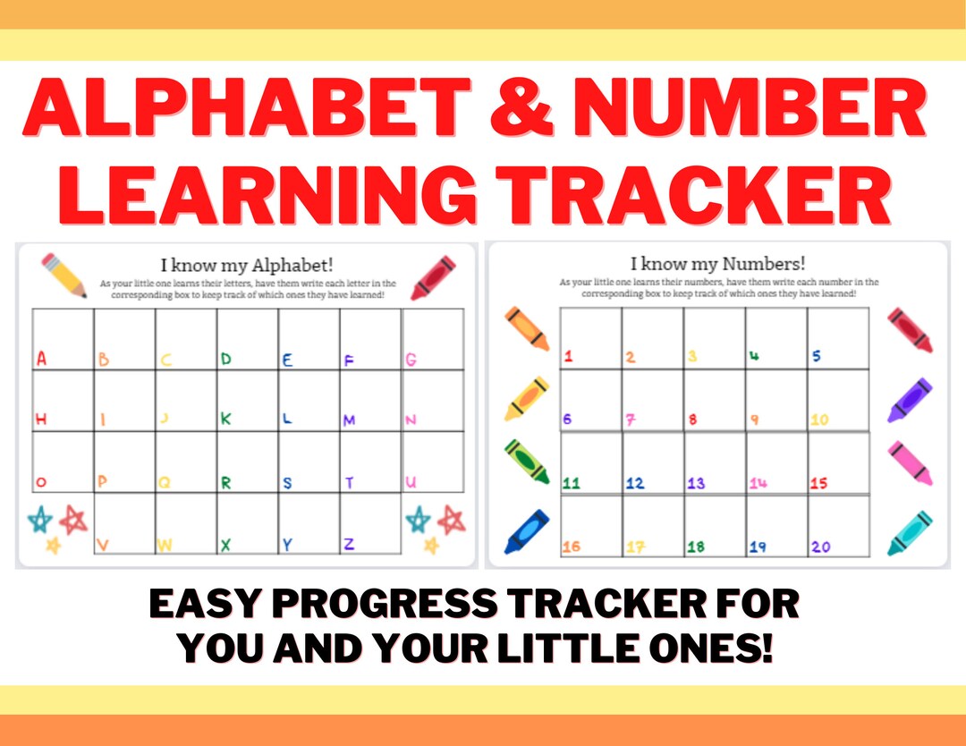 Toddler Alphabet Number Tracker - Simple Progress Tracker - Learning ...