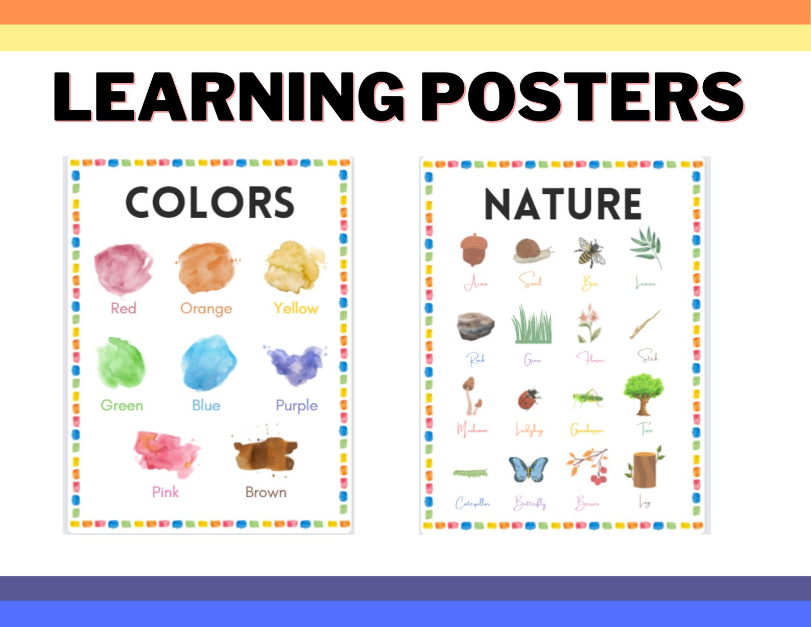 Toddler Learning Posters Vegetable Fruits Nature Colors - Etsy