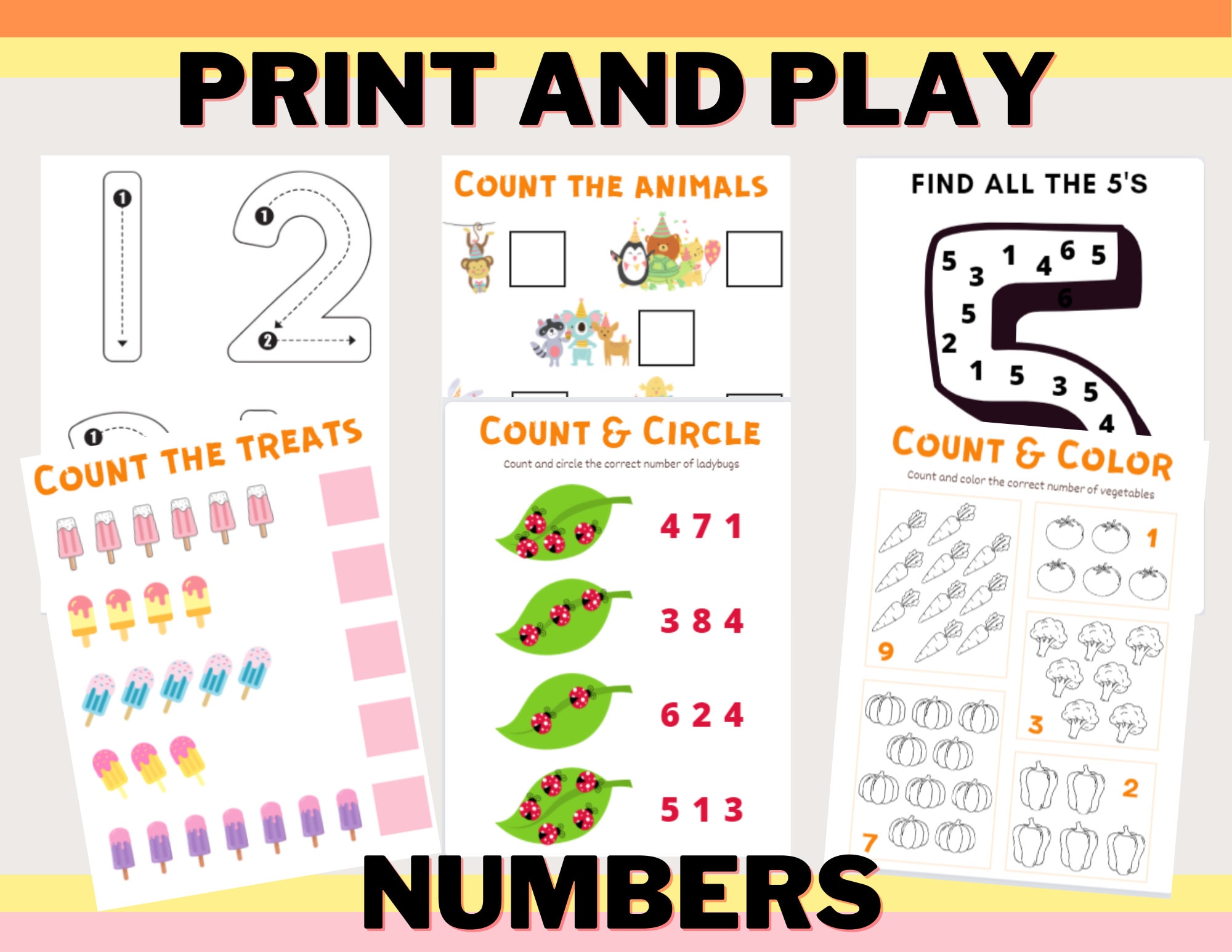 Toddler Number Activities PRINT AND PLAY Counting Learning Busy Book ...