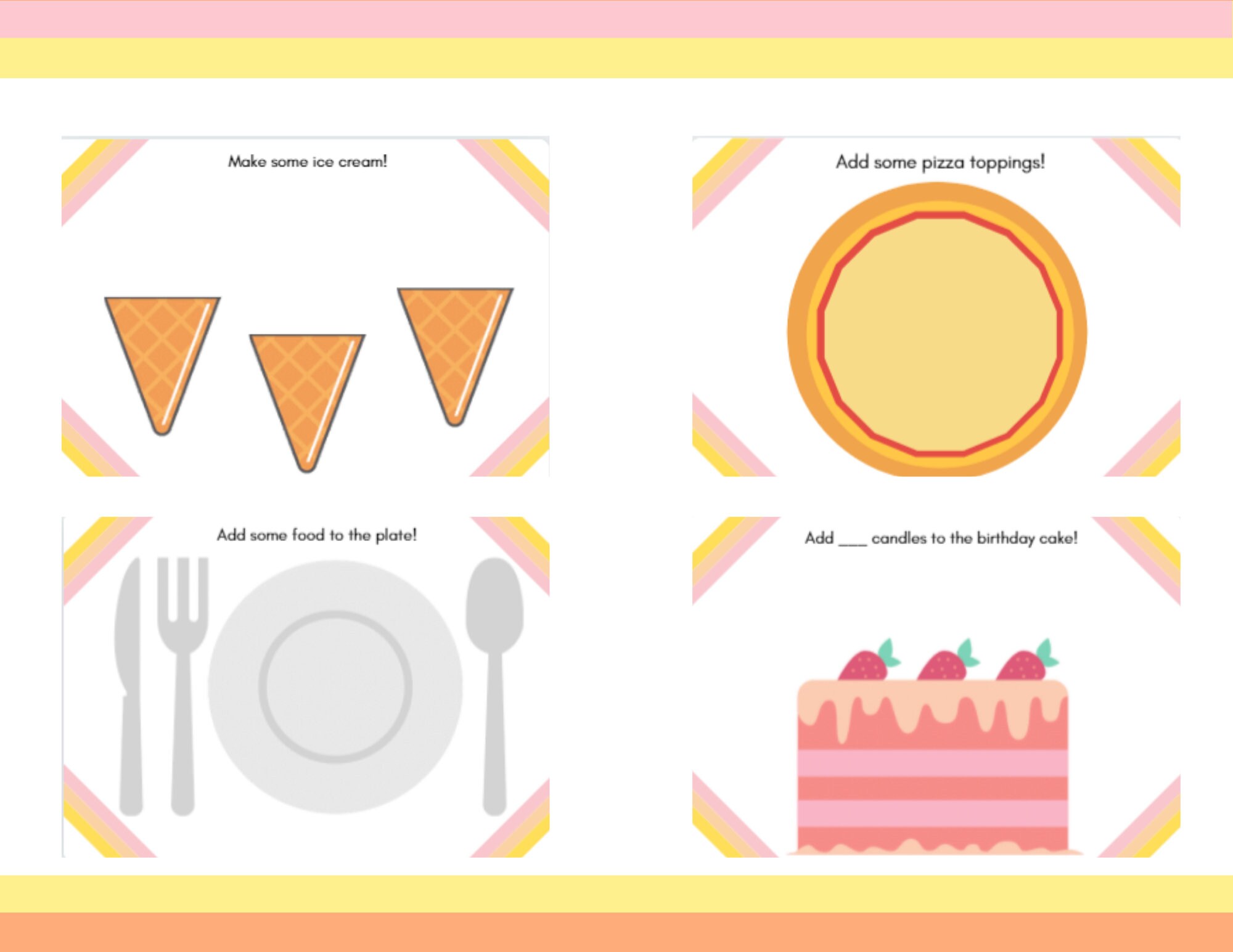 Toddler Food Playdough Mats - Playdough Sheet - Make Food - Learn to ...