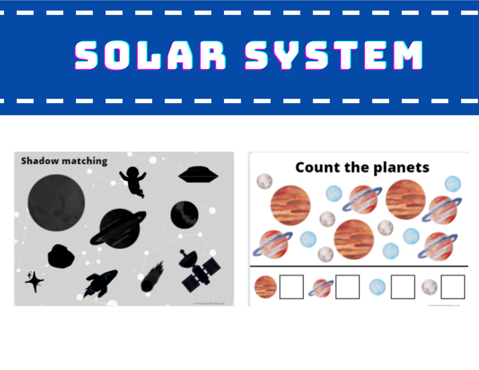 Toddler Solar System Space Counting Planets Patterns Shadow Matching ...