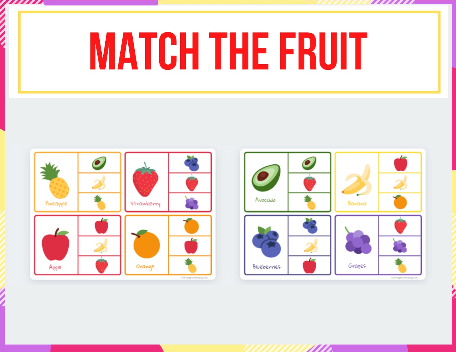 Toddler Learning Fruit Activities Toddler Busy Book Toddler Printable ...