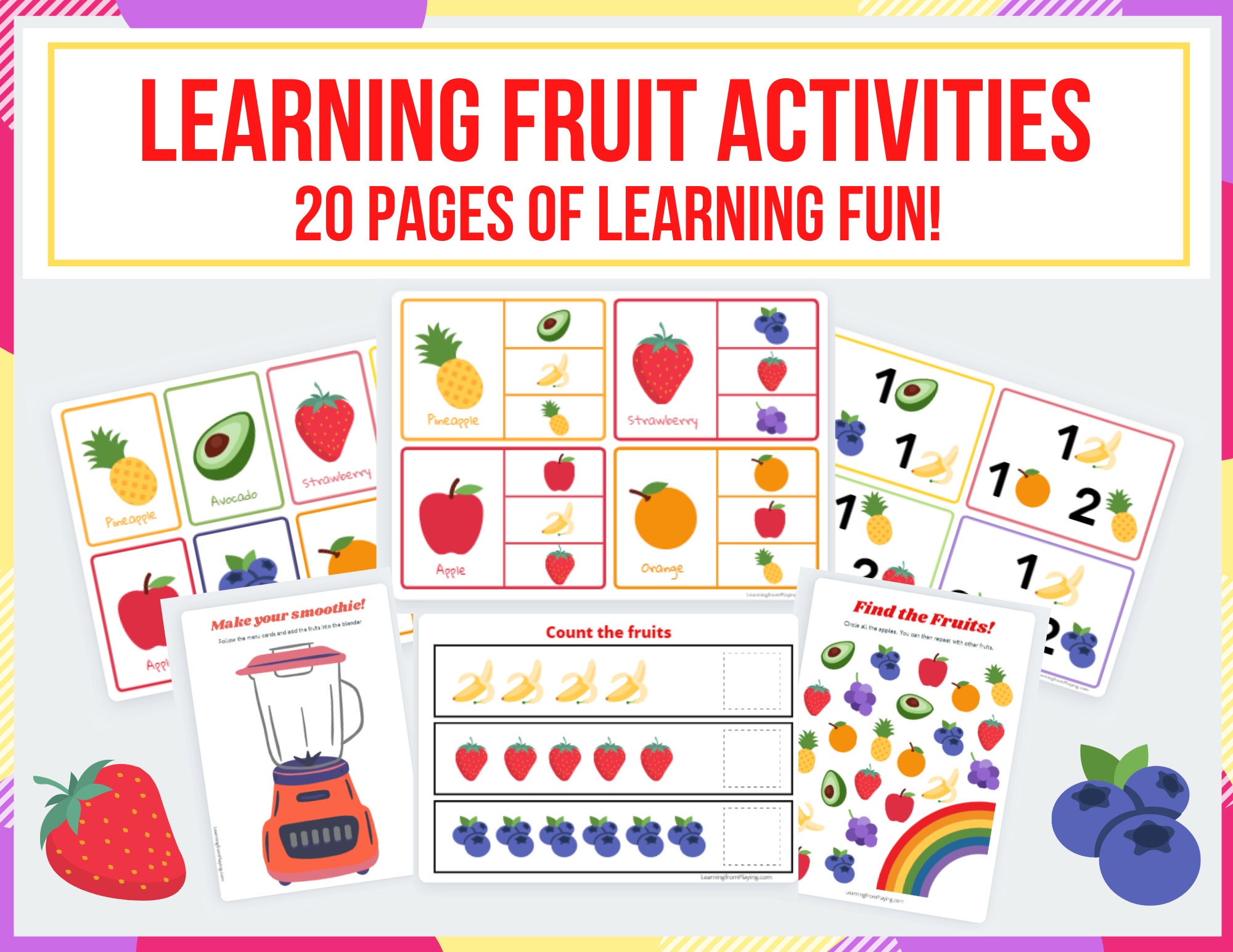 Preschool Toddler Fruit Activities Busy Book Preschool Printable Binder ...