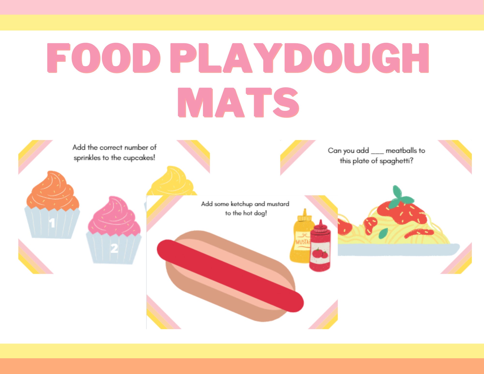 Toddler Food Playdough Mats - Playdough Sheet - Make Food - Learn to ...