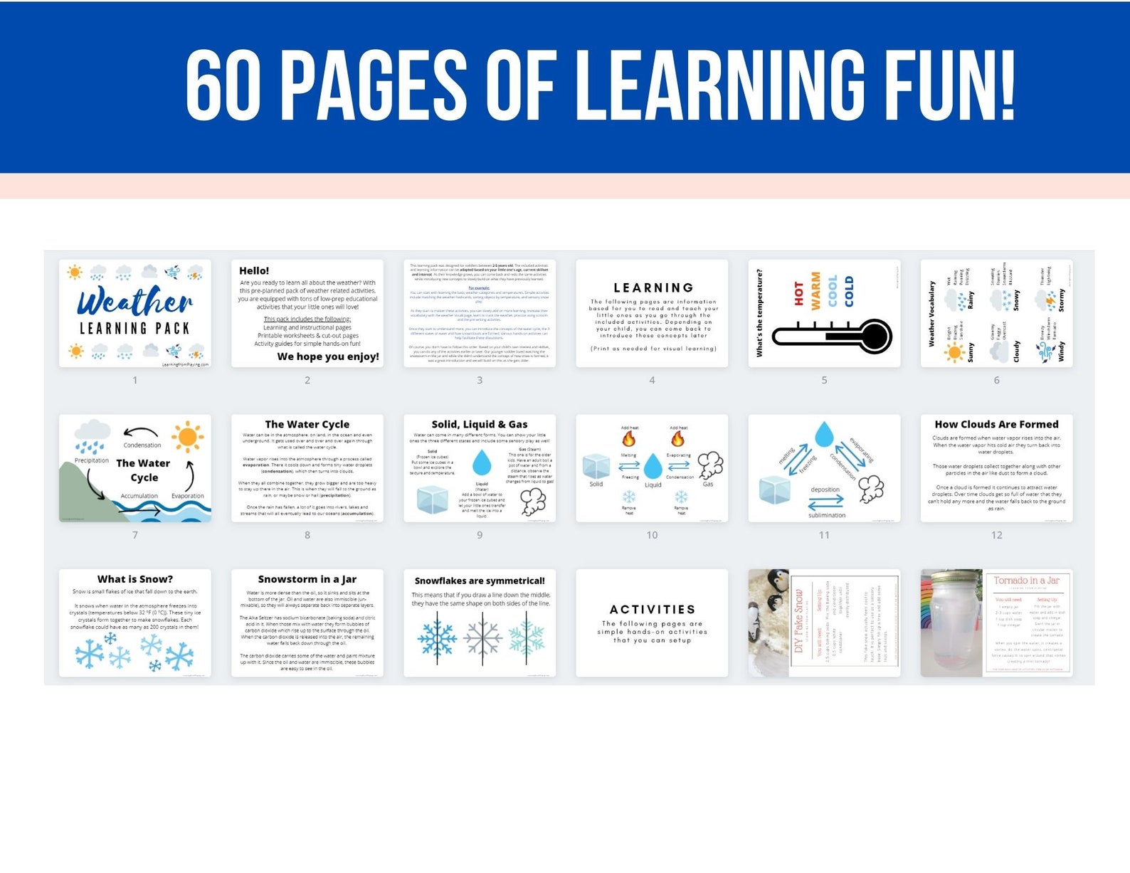 Preschool Toddler Weather Learning Pack Busy Book Preschool Printable ...
