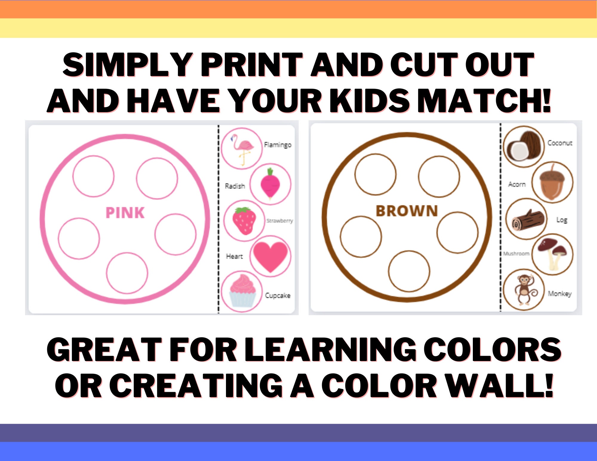 Toddler Color Match Activity Sorting Learning Matching Busy Book ...