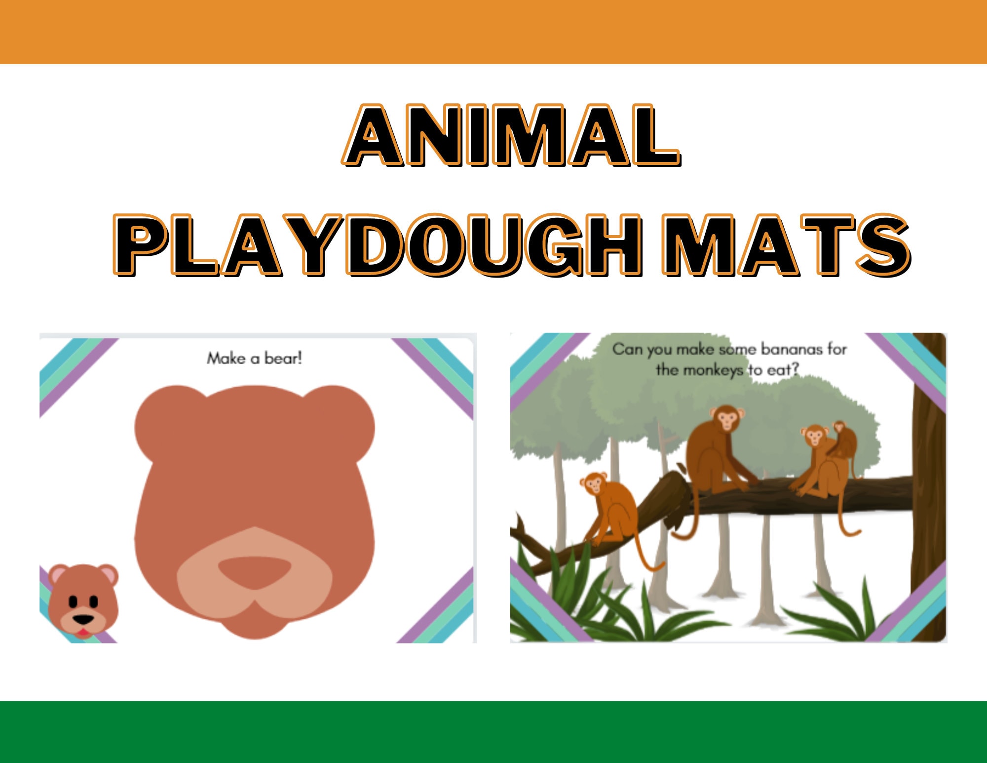 Toddler Animal Playdough Mats - Playdough Sheet - Make Animals - Animal ...