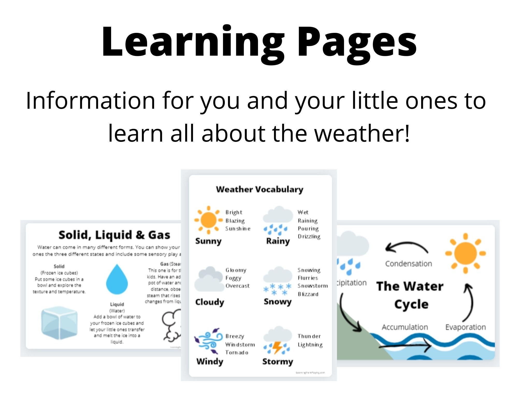 Preschool Toddler Weather Learning Pack Busy Book Preschool Printable ...