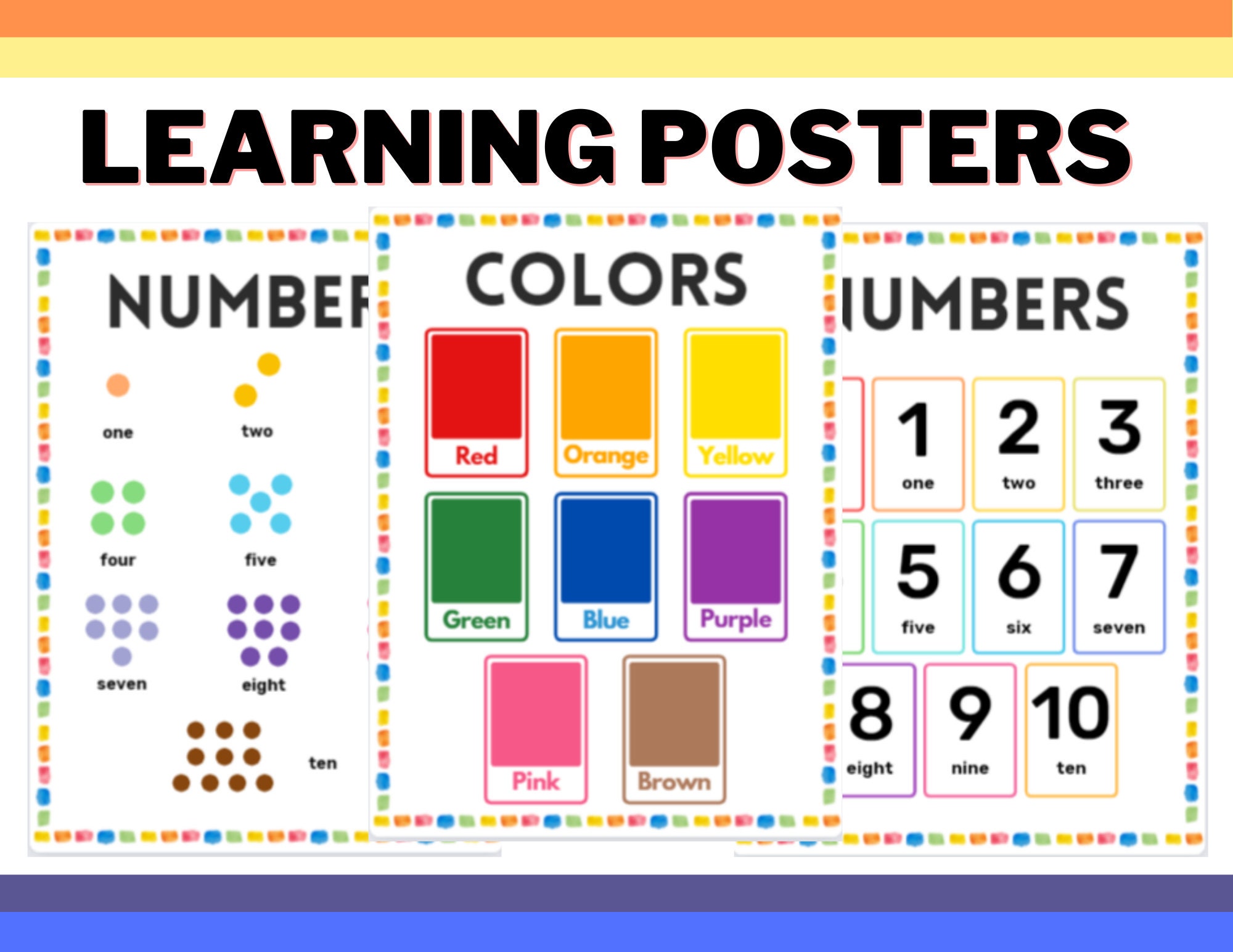 Toddler Learning Posters Colors Shapes Alphabet Number Printable Pages ...