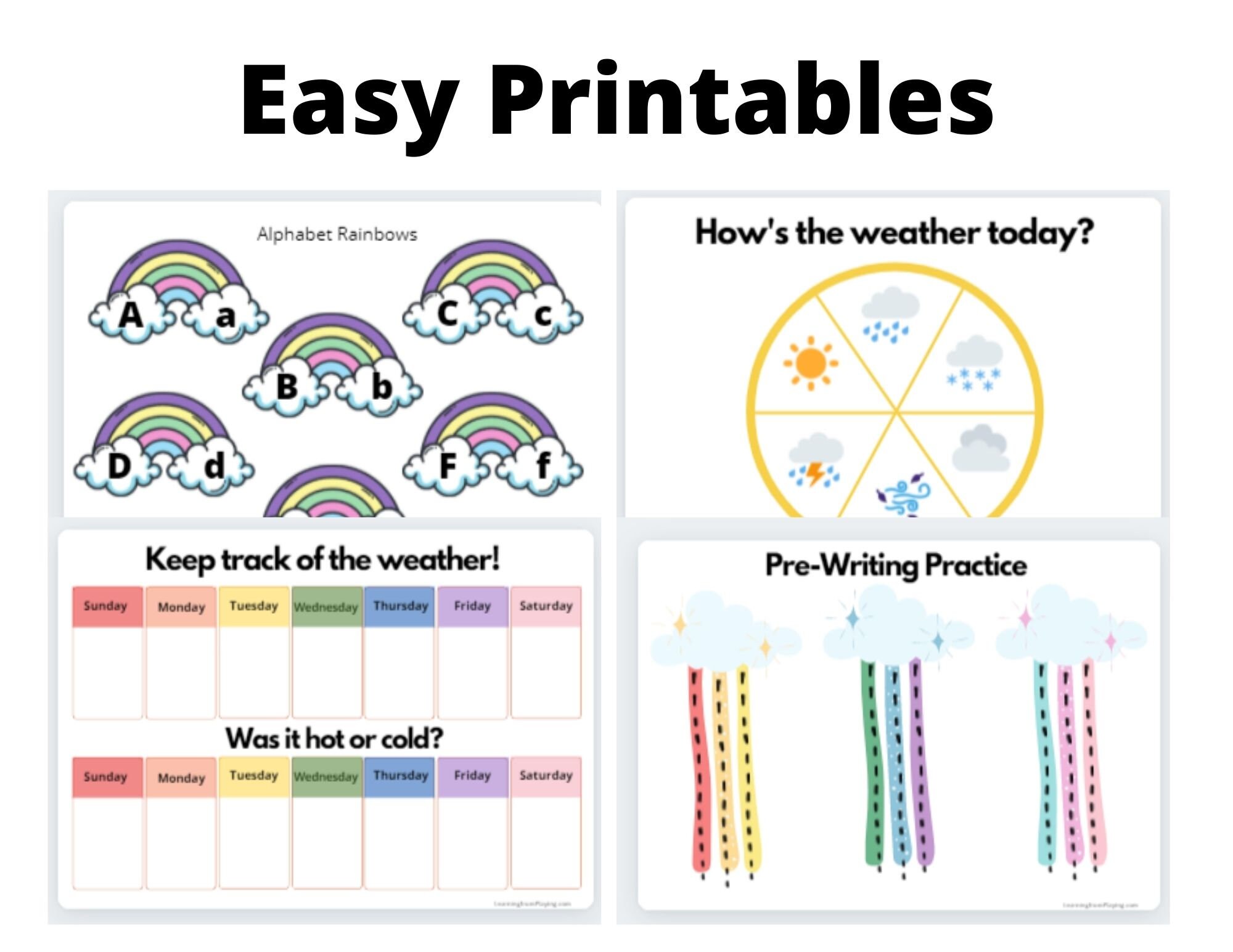 Preschool Toddler Weather Learning Pack Busy Book Preschool Printable ...