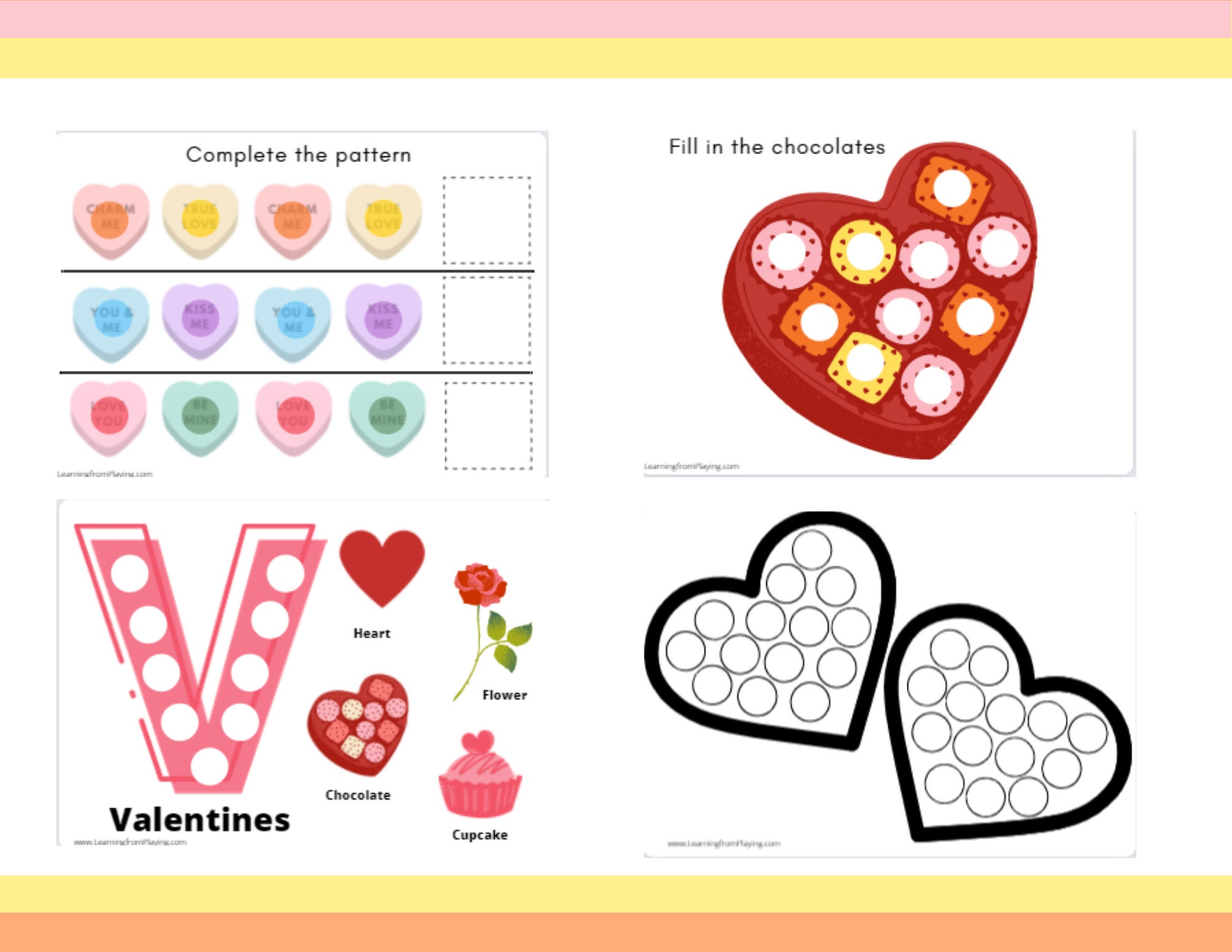 Valentine's Dot Marker Activities Learning Counting Patterns Shapes ...