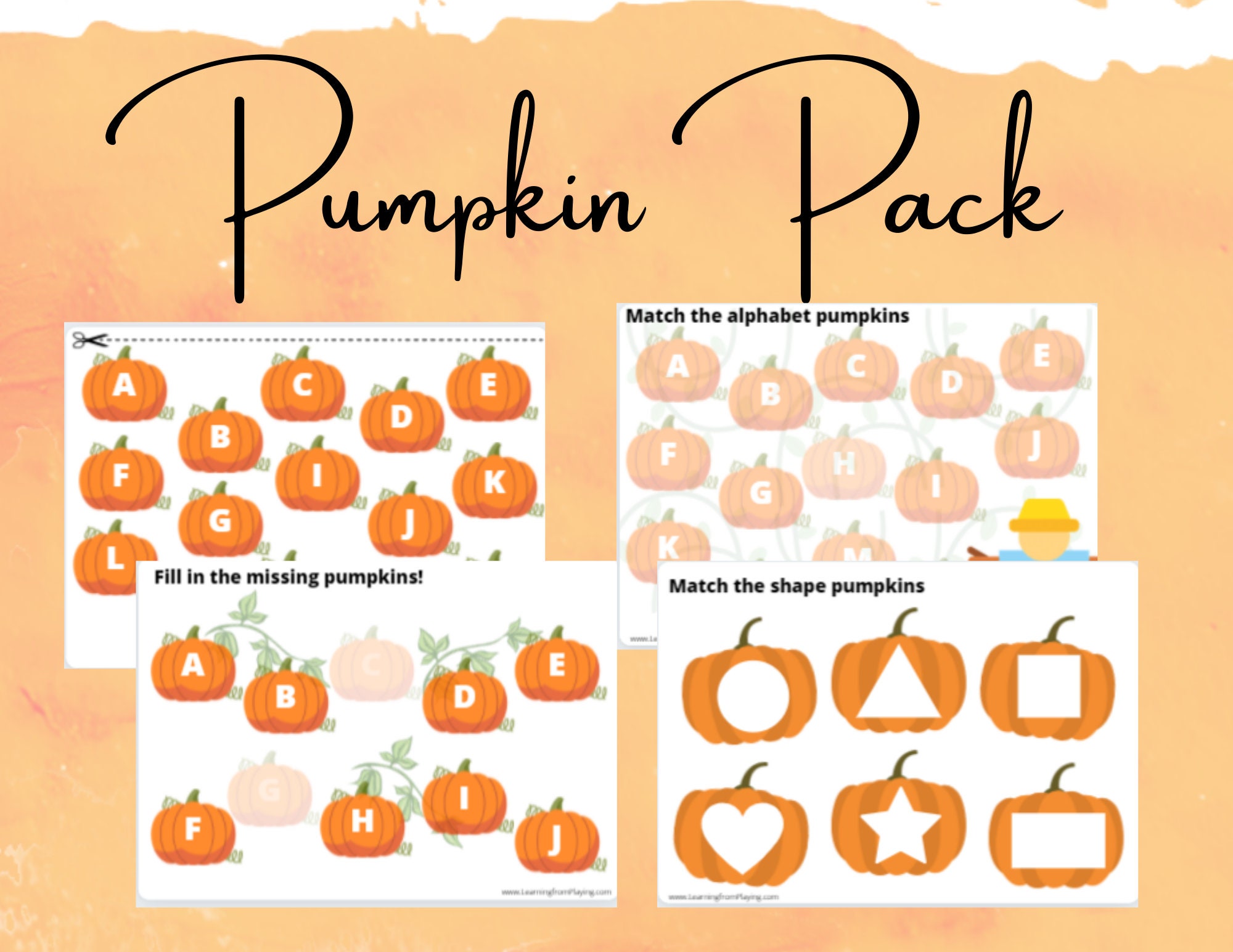 Toddler Pumpkin Activities - Counting - Alphabet - Numbers - Shadow ...