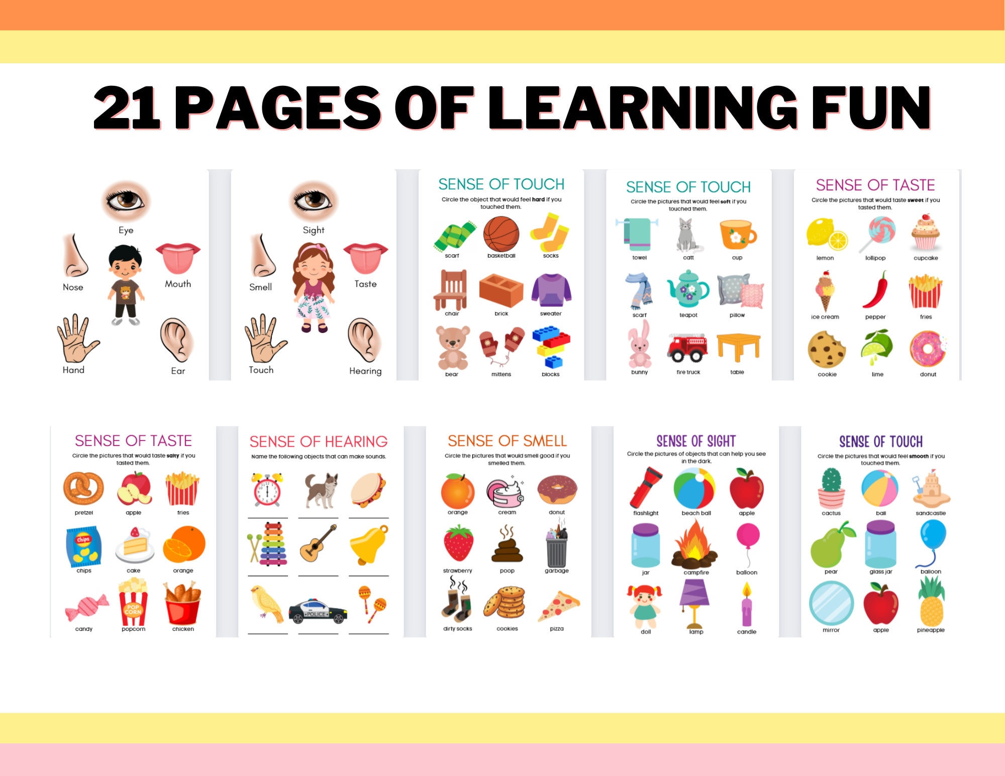 Toddler Five Senses Activities - PRINT AND PLAY - Learning - Busy Book ...