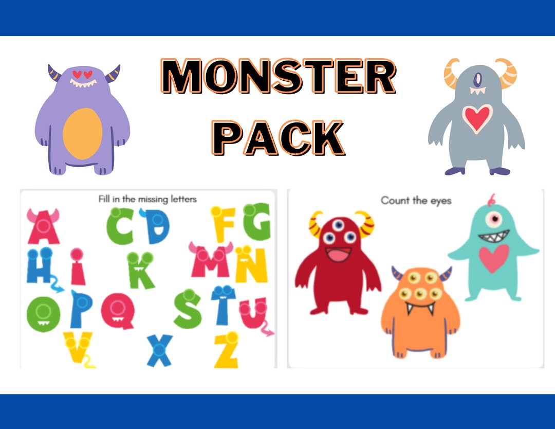 Toddler Monster Learning Activities - Counting - Matching - Build Your ...