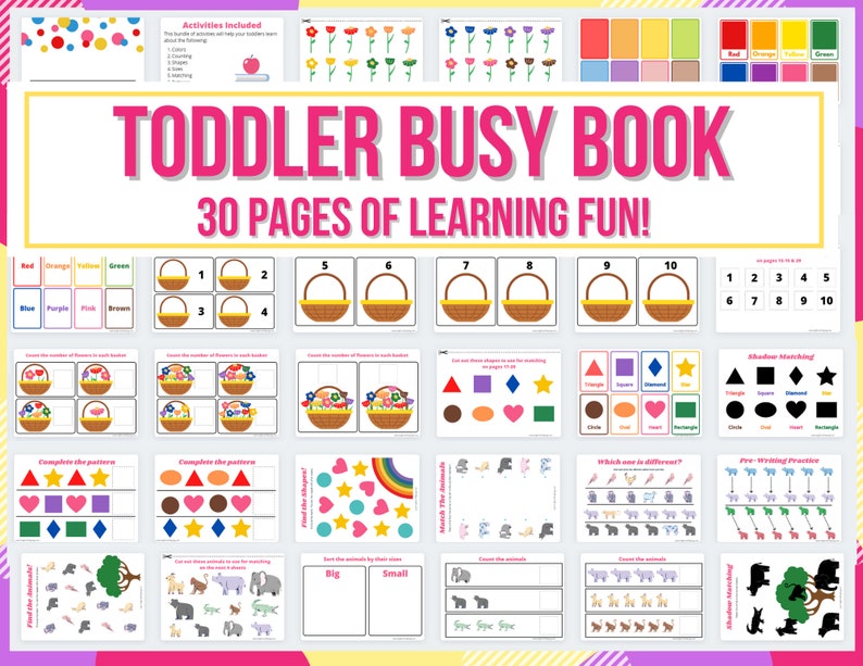 Toddler Learning Activities 100 Pages Counting, Shapes, Fruits & More ...