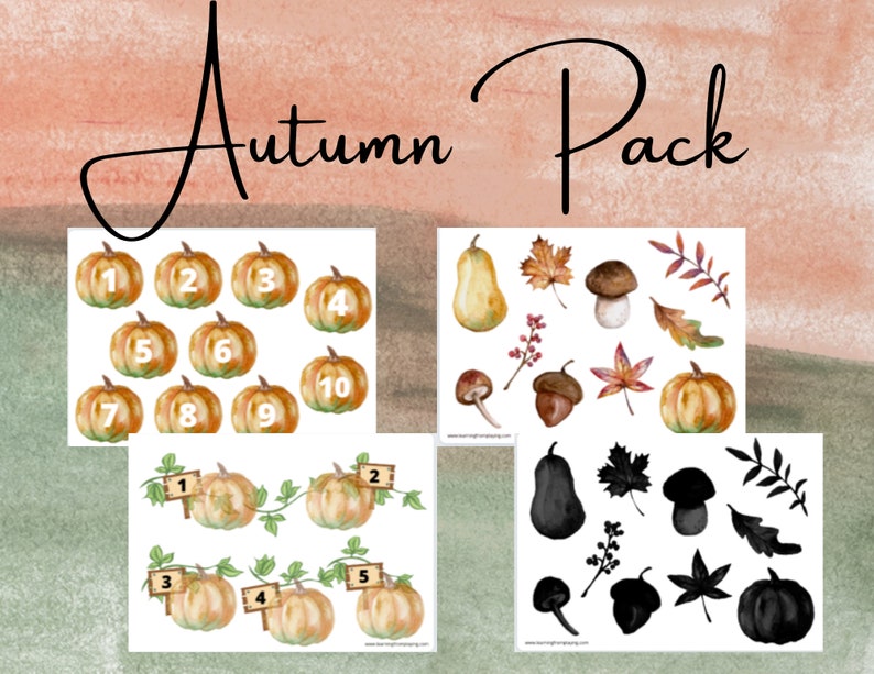 Autumn Printable Pack - Pumpkin Counting - Shadow Matching - Fall ...