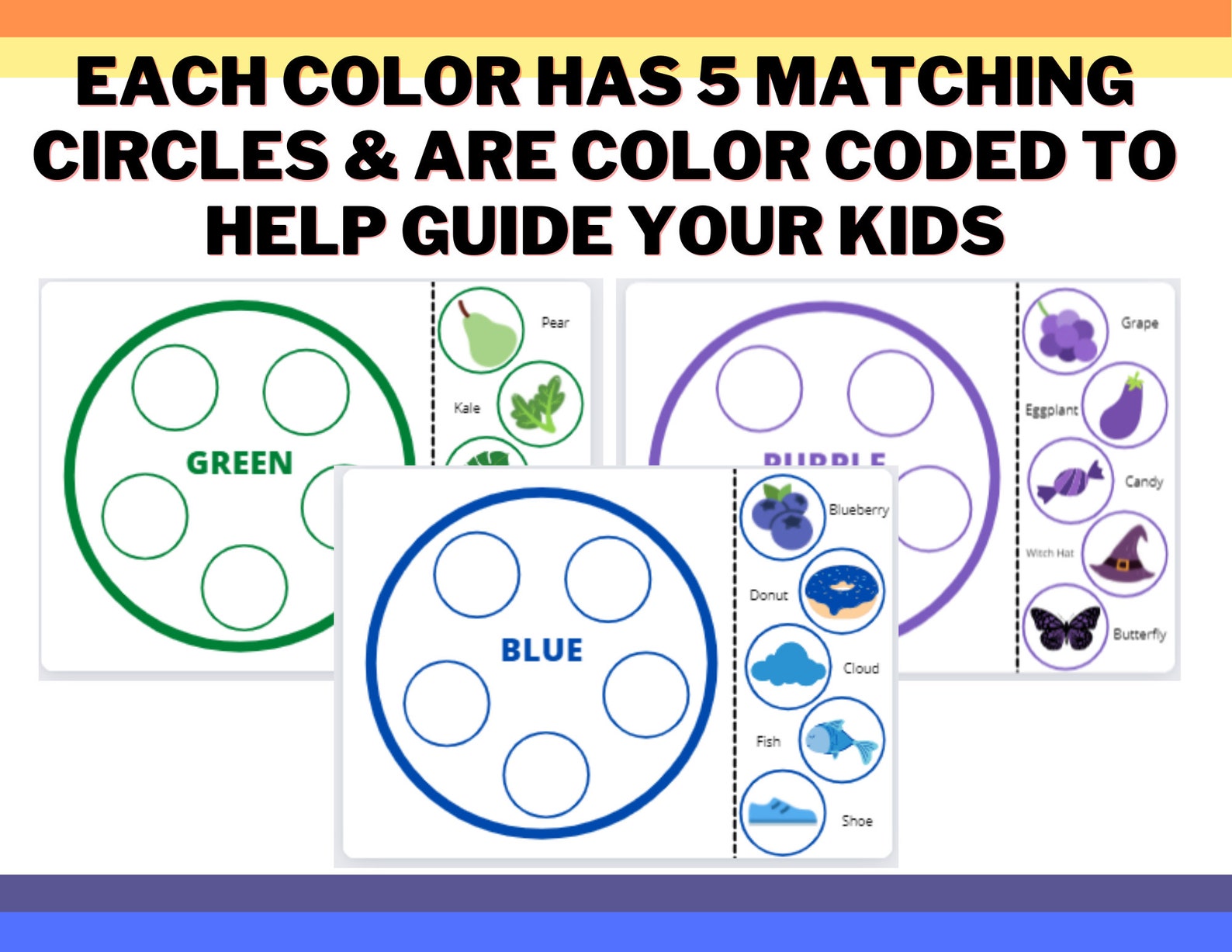 Toddler Color Match Activity Sorting Learning Matching Busy Book ...