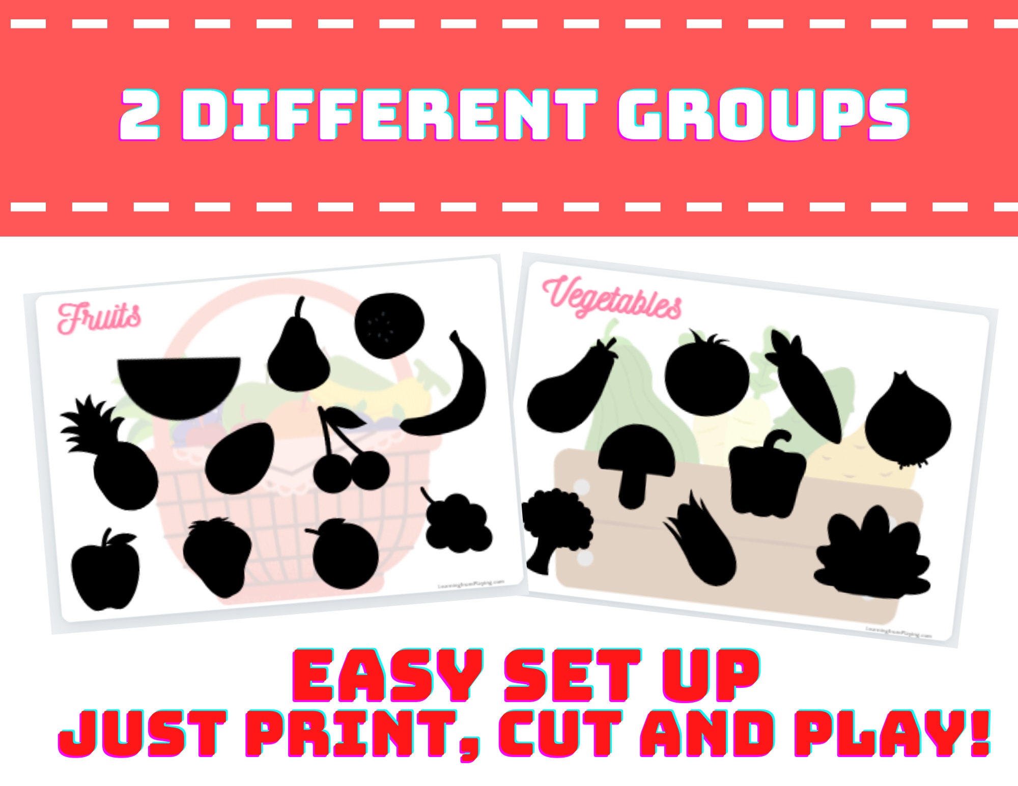 Toddler Fruit Vegetable Activities Shadow Matching Learning Busy Book ...