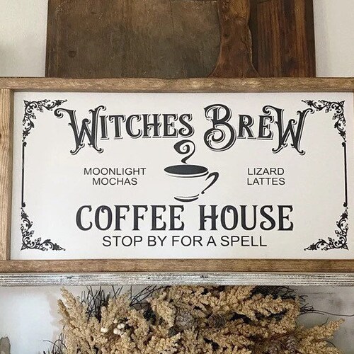 Witches Brew Coffee House Sign Coffee Bar Sign Halloween - Etsy
