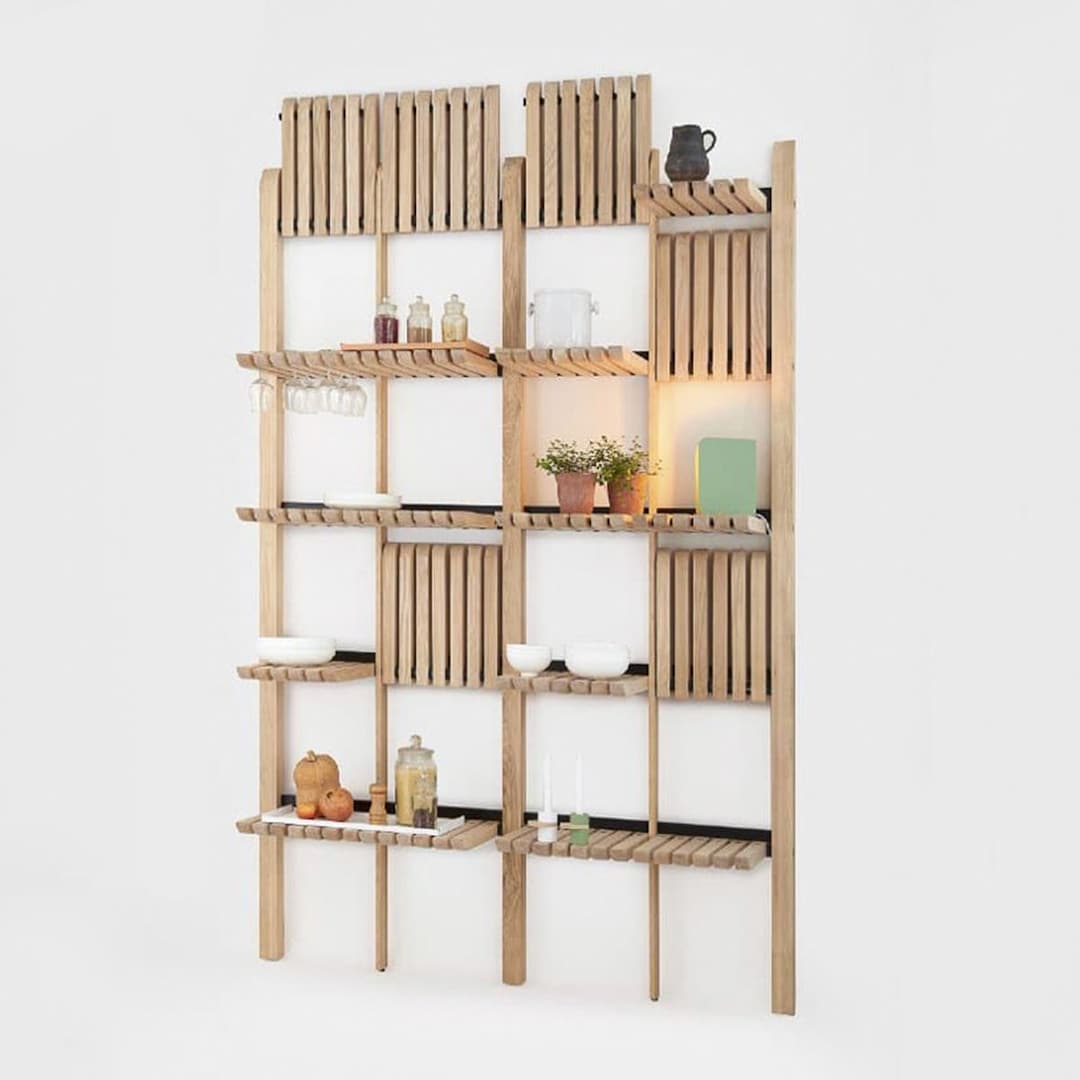 Modular Modern Shelving System, Handcrafted Natural Ash Wood & Steel ...