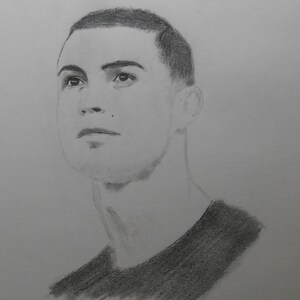 Cristiano Ronaldo CR7 Graphite Pencil Drawing 9x12 Original Portrait ...