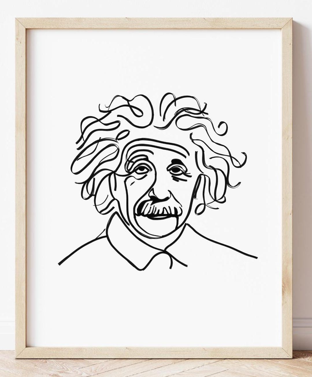 Einstein Line Art, Science Print, Abstract Einstein Wall Decor ...