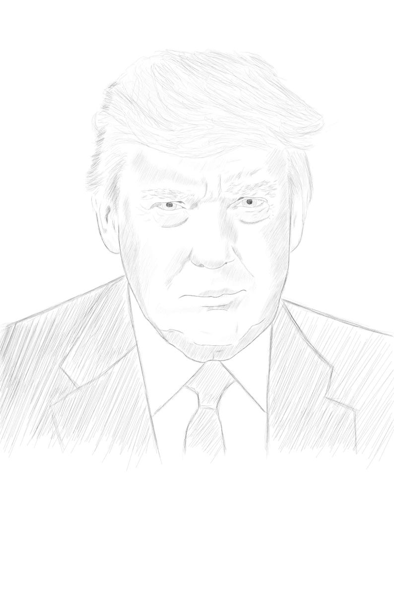 Trump Print, Trump Wall Art, Trump Drawing, Trump Sketch, Digital ...