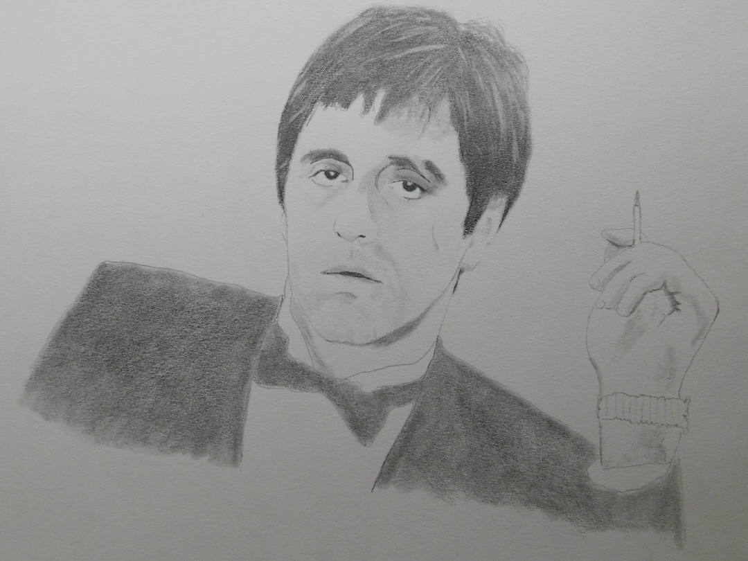 Scarface Tony Montana Pencil Drawing 9x12 Original Portrait Sketch ...