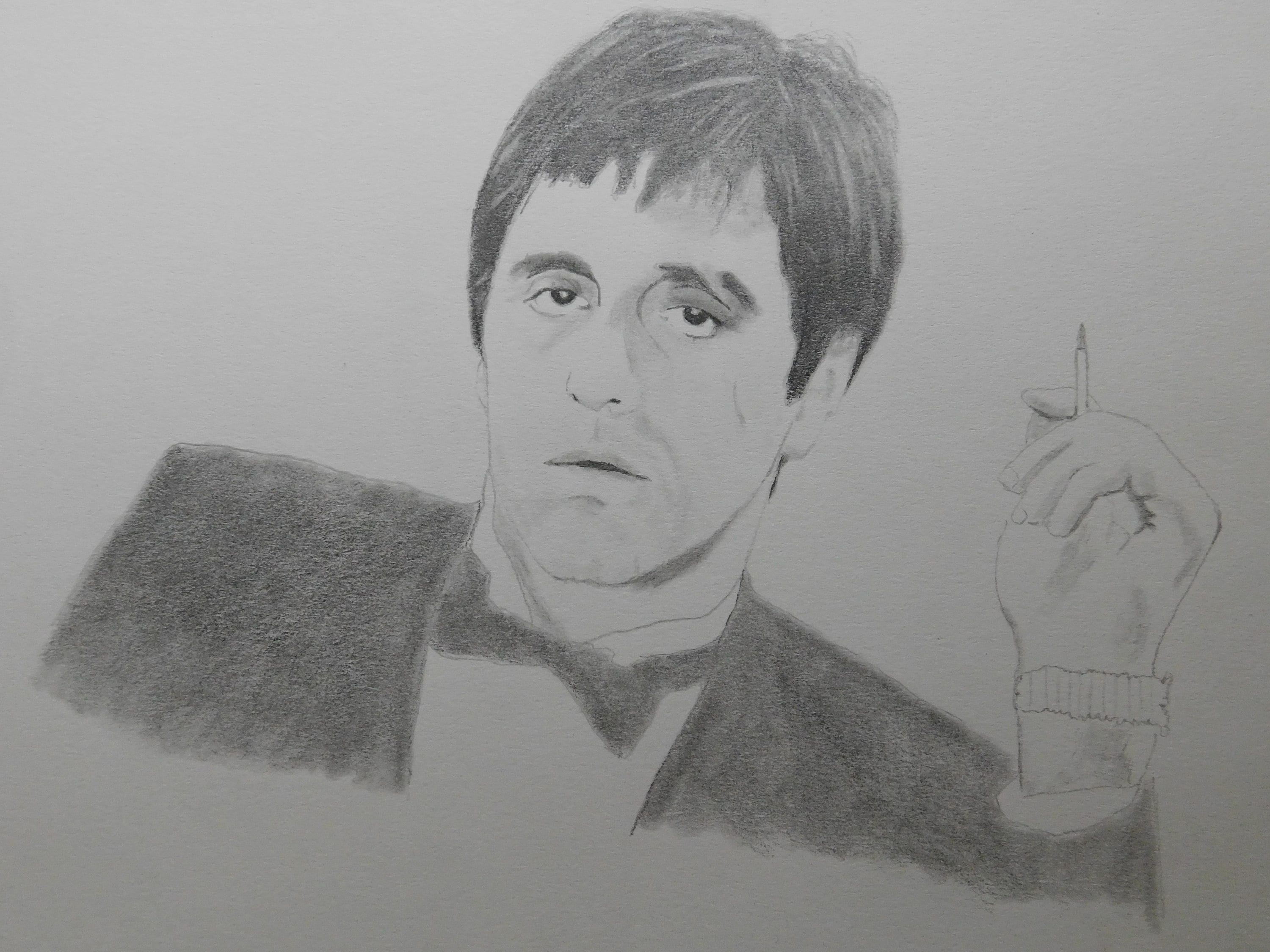 Scarface Tony Montana Pencil Drawing 9x12 Original Portrait Sketch ...