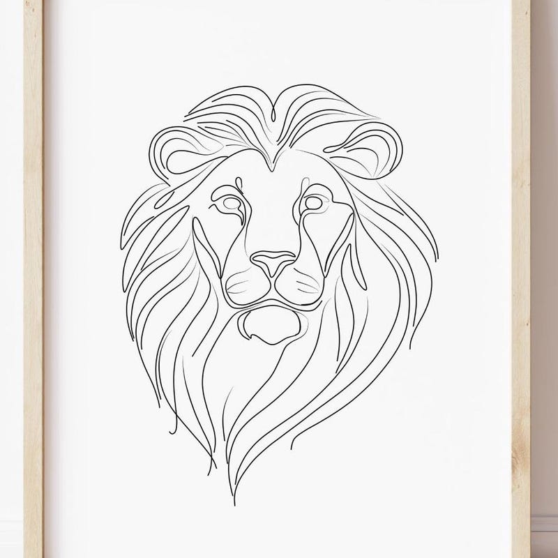 Lion Line Art - Etsy