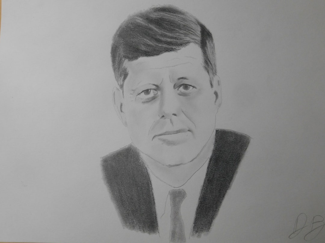 John F Kennedy Pencil Drawing 9x12 ORIGINAL PORTRAIT SKETCH - Etsy