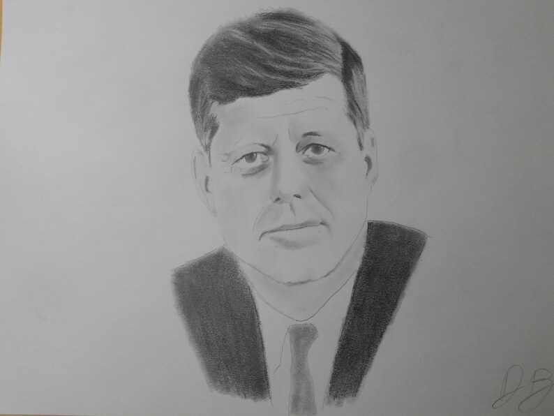 John F Kennedy Pencil Drawing 9x12 ORIGINAL PORTRAIT SKETCH - Etsy