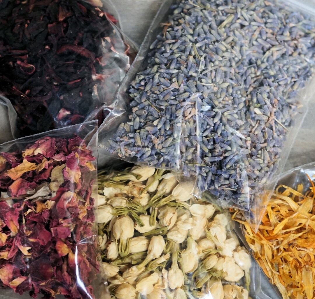 Dried Flowers Medium Sample Pack, 3x4 Zip Bag, Lavender, Calendula ...