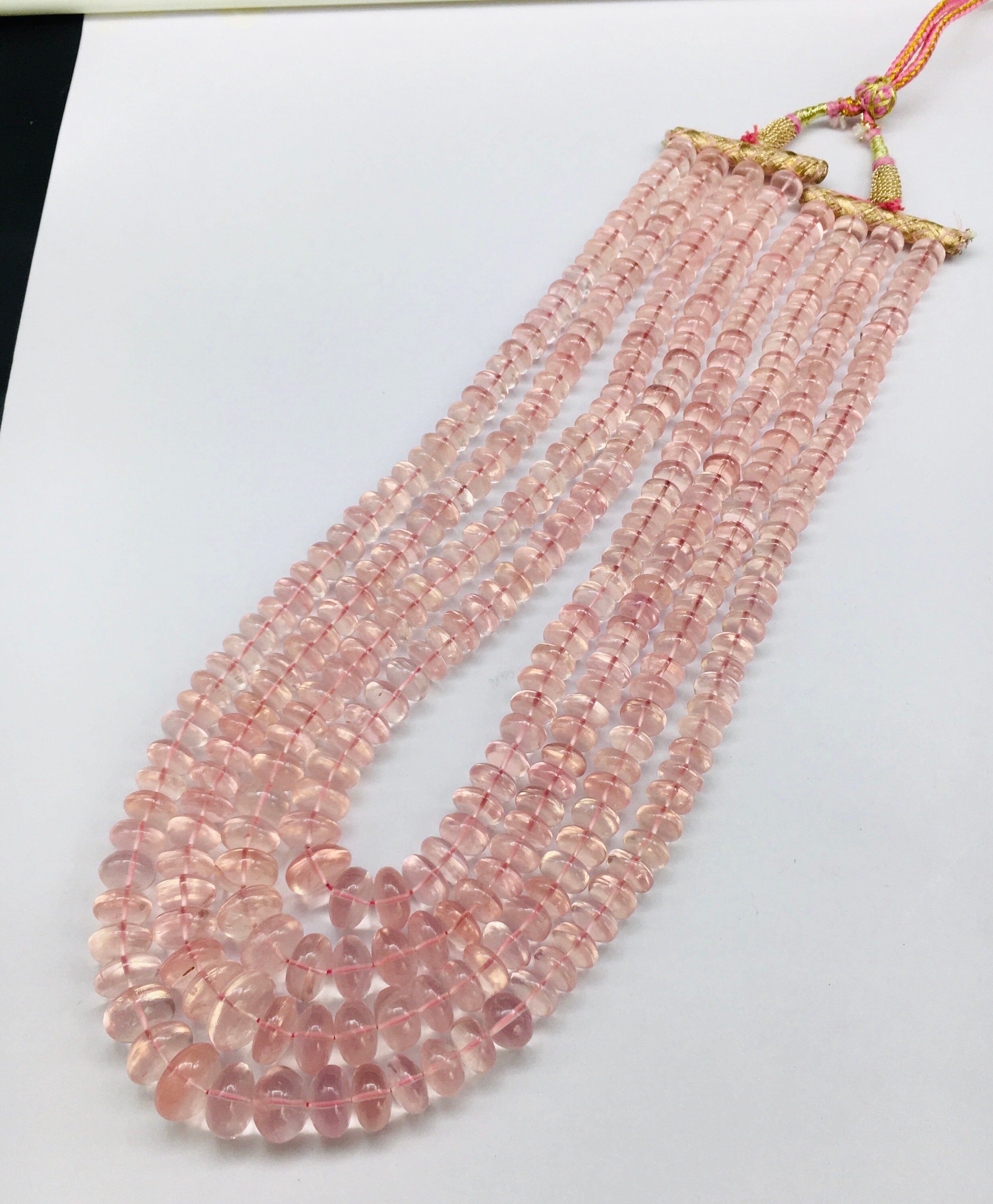 Natural ROSE Quartz/smooth/rondelle/8mm to 14MM/1033.00 Cts/19"/711.00 ...