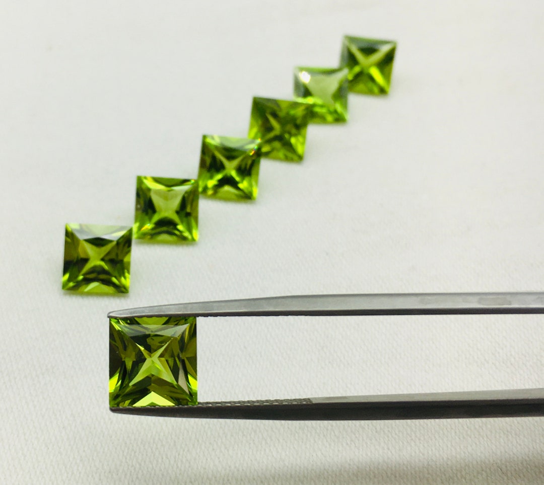 PERIDOT CUT 8x8/square Princess Cut/heigth 5mm/approx 2.75 Carat/aaa ...