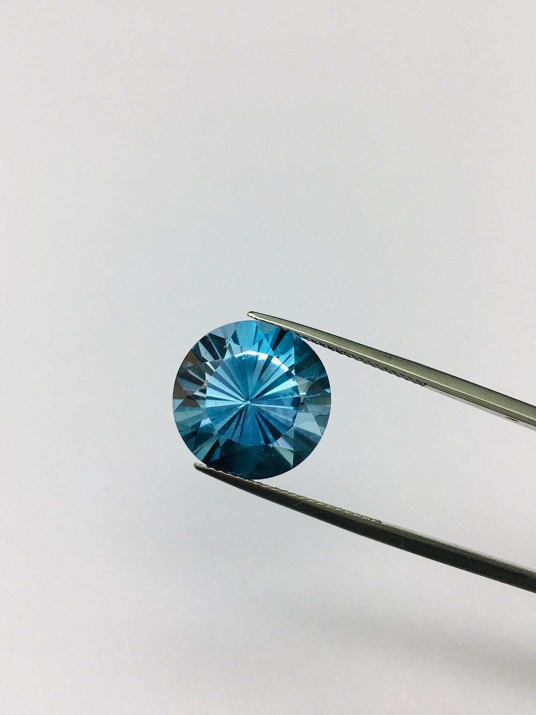 Genuine BLUE TOPAZ Cut Stone/size 15mm/shape Round/diamond Cut/height ...