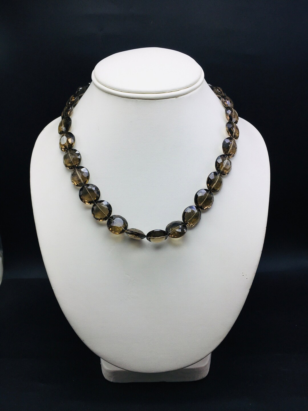 Genuine SMOKY Quartz/faceted Coin/round/15mm/height 6.50MM/582.00 ...